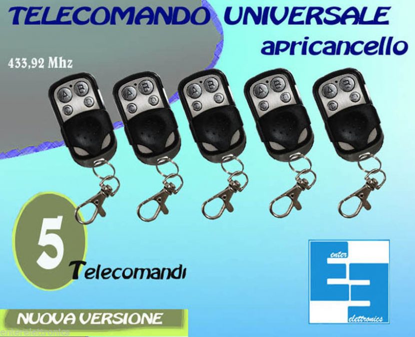 KIT 2 PEZZI DI TELECOMANDO UNIVERSALE PER CANCELLO AUTOMATICO 433,92 MHZ PER TANTISSIME MARCHE ...
